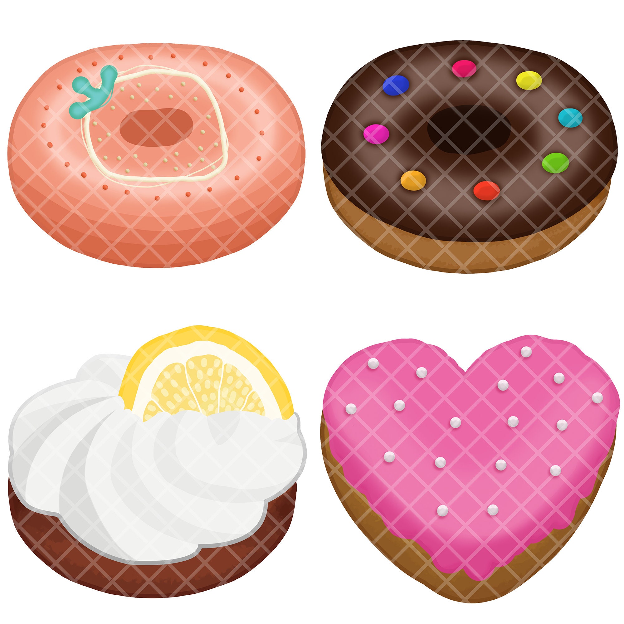 Donut PNG Clip Art Sweet Dessert Chocolate Pink - Etsy