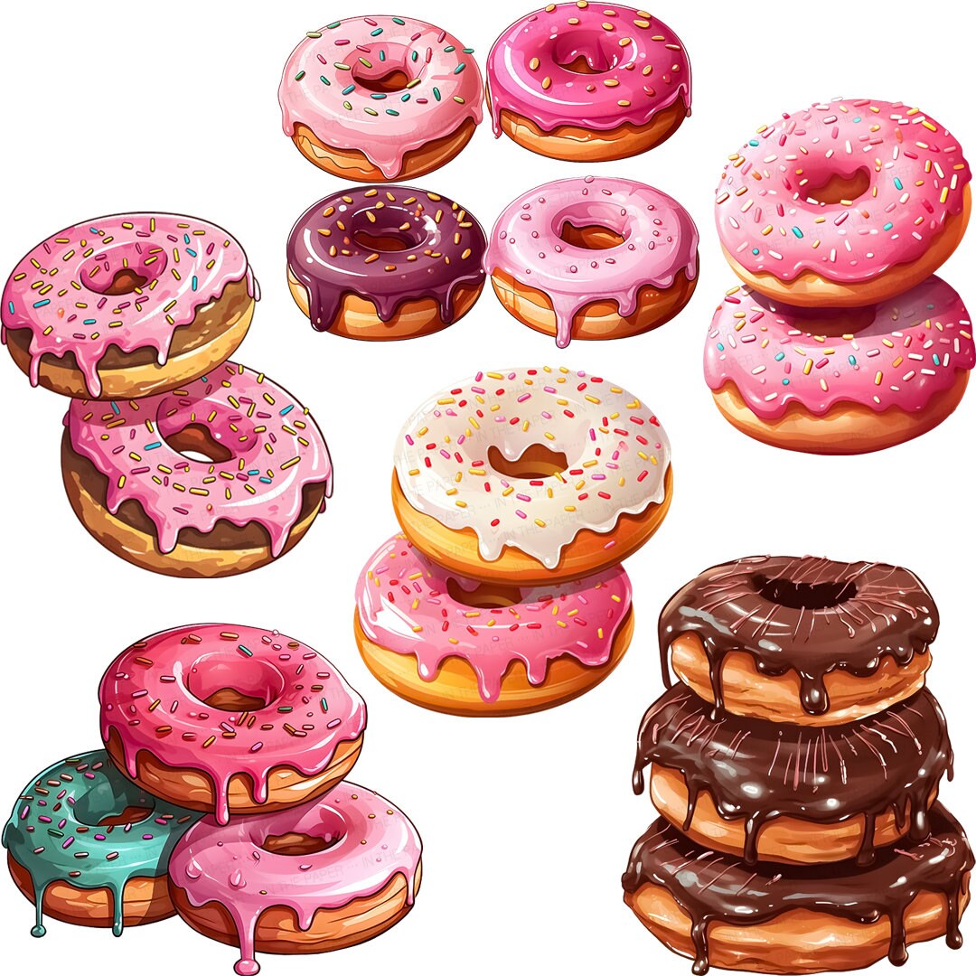 Doughnut Clip Art Cute Donut Kawaii Dessert PNG Chocolate - Etsy