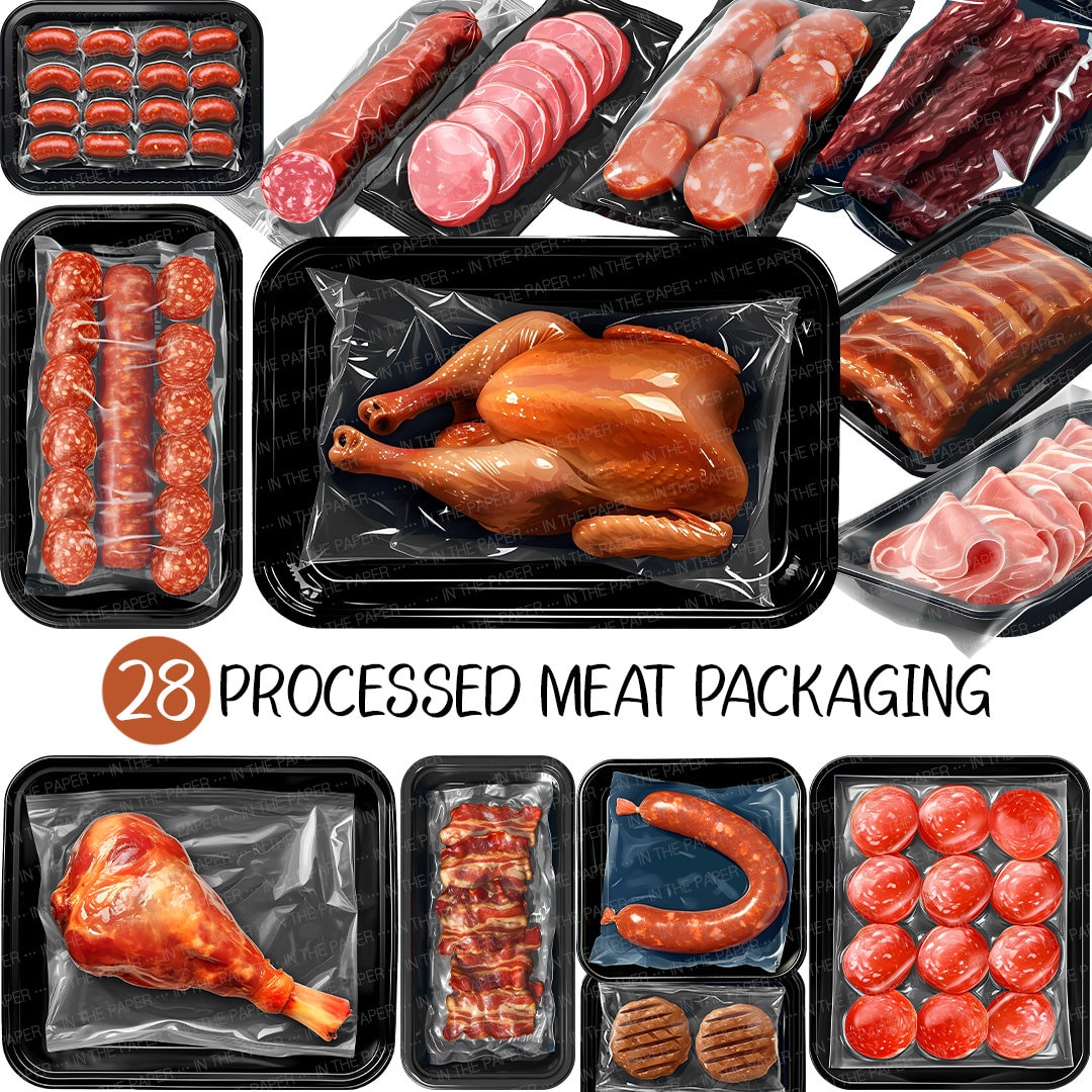 Processed Meat Packaging PNG | Market Plastic Polyethylene Bacon Beef ...