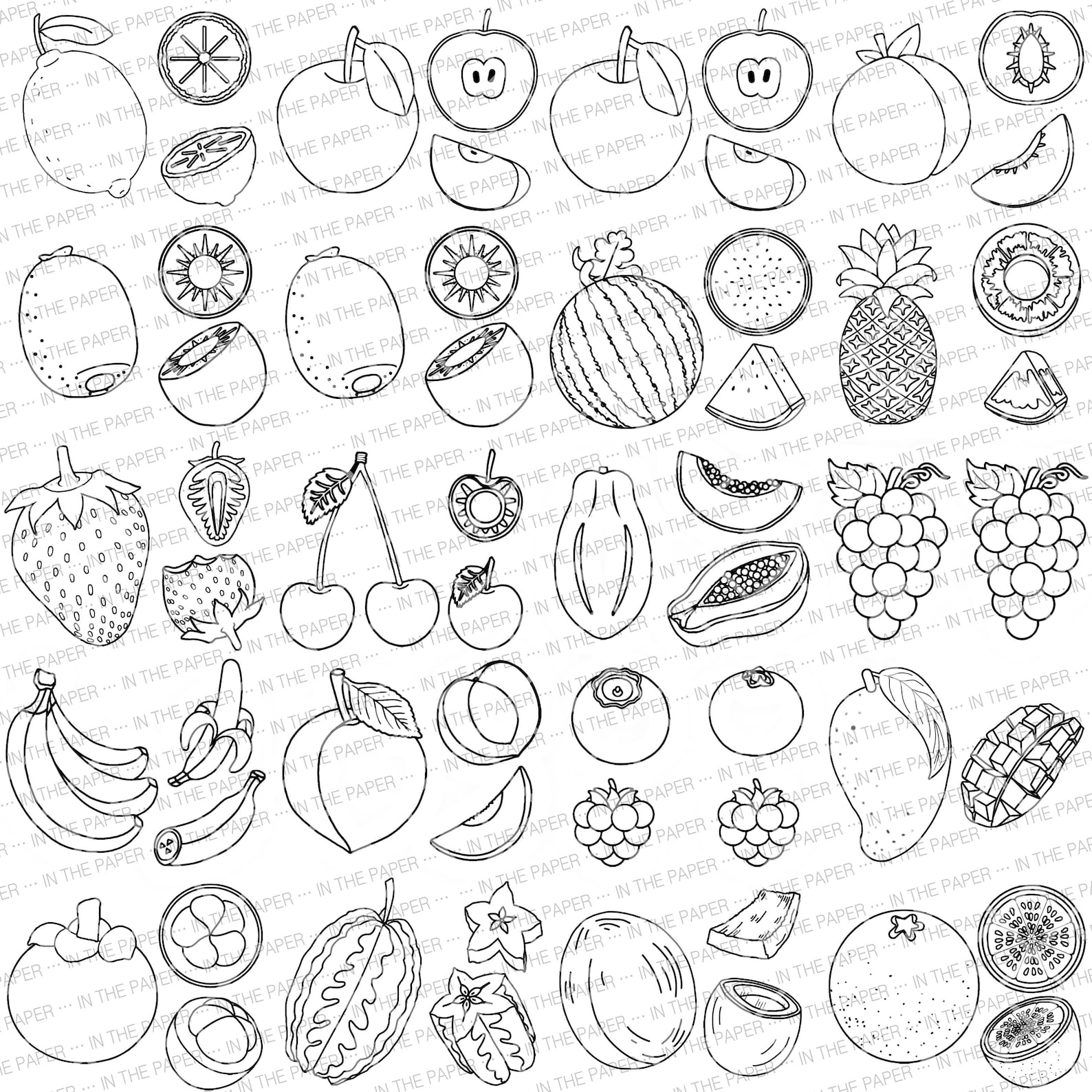 COLORING PAGE Fruit Png Svg Eps Pdf Clipart Vector for Adult Sticker ...