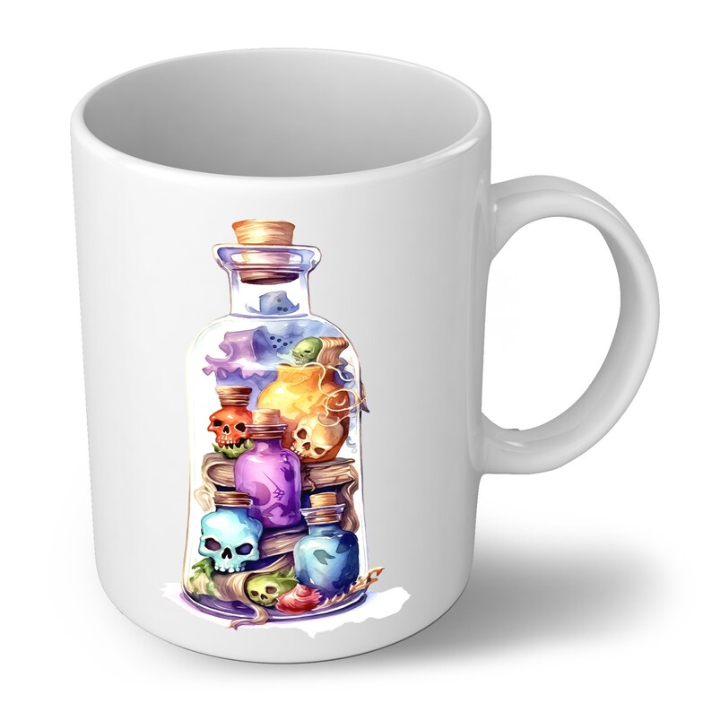 Watercolor Halloween Skull Potion Bottle PNG Magic Potion, Vial ...