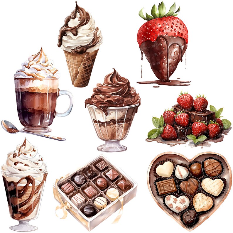 Chocolate Dessert PNG Watercolor, Sweets Clip Art, Brownies, Cakes ...