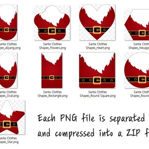 Santa Clothes Shapes PNG Merry Christmas Clip Art SVG Cute Red Dress ...