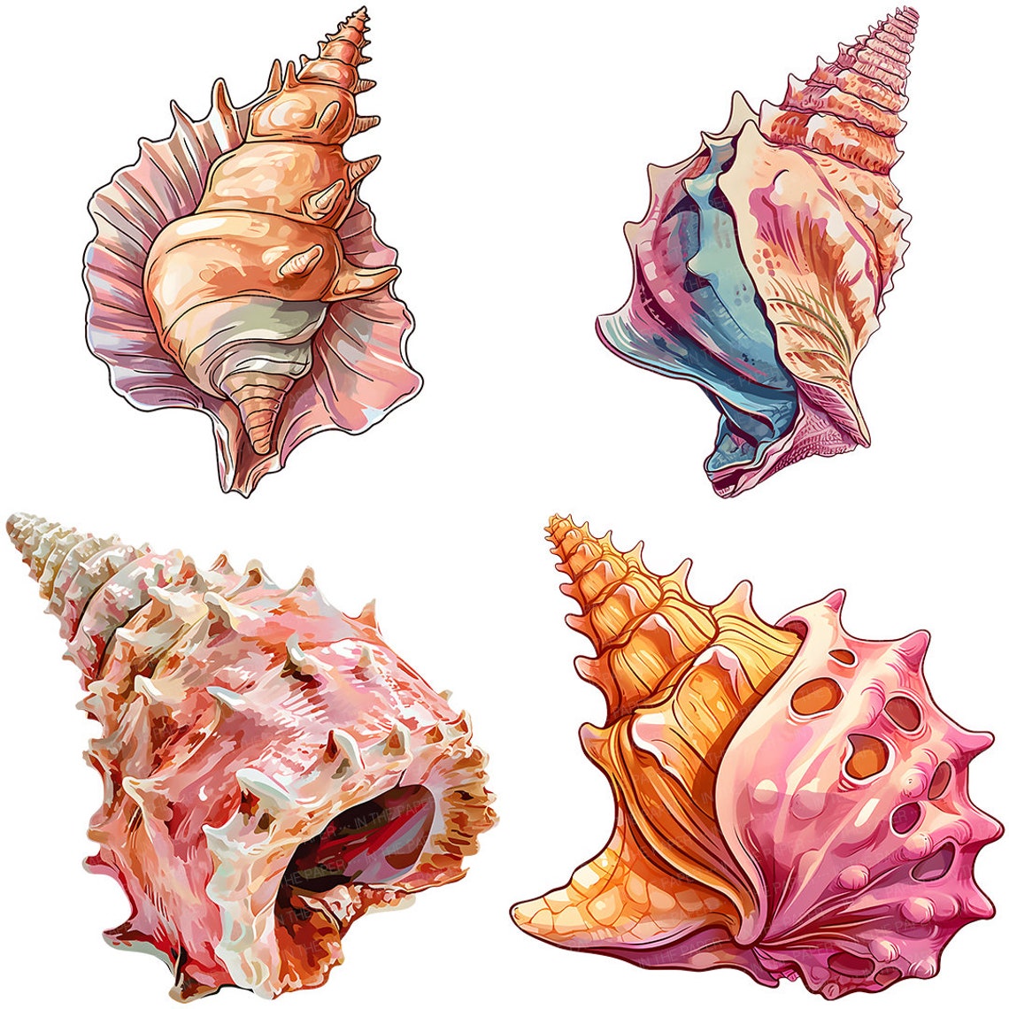 Conch Shell PNG Seashell Conch Clip Art Under the Sea Creature Seashell ...
