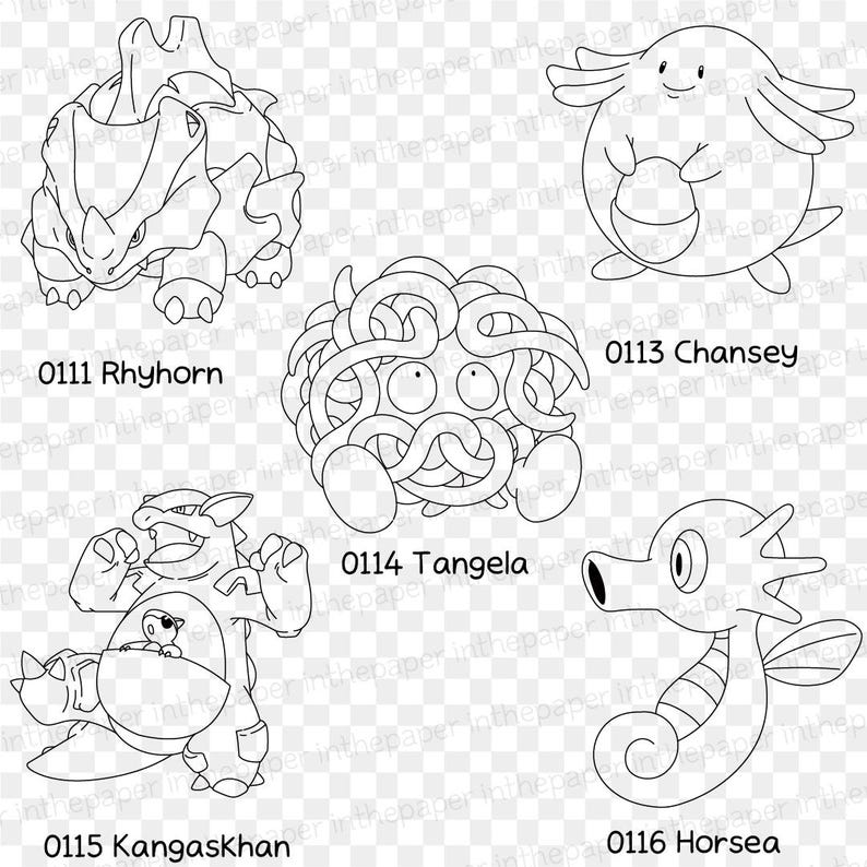 Pokemon Coloring Papers | for Kids PNG SVG Blackline Animal Outline ...
