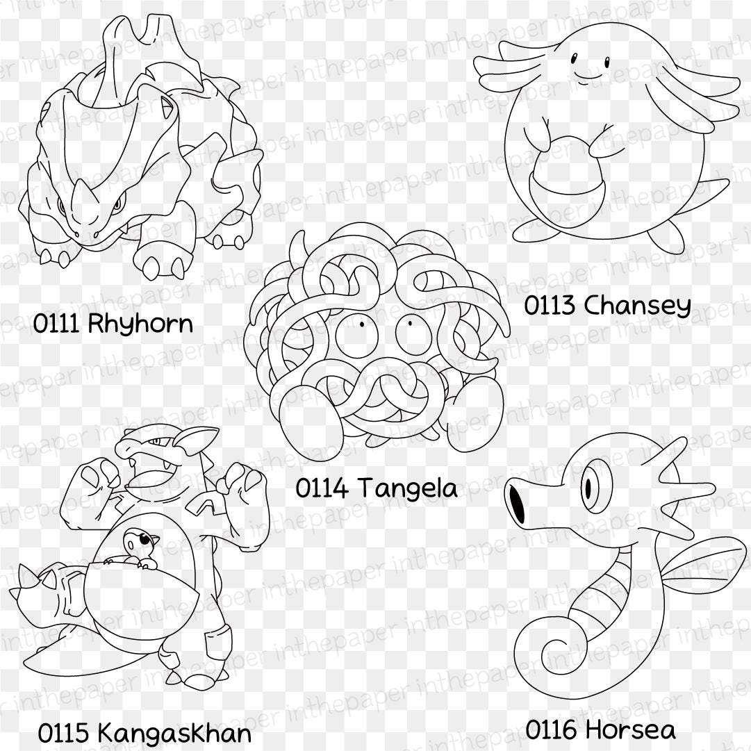 Pokemon Coloring Papers | for Kids PNG SVG Blackline Animal Outline ...