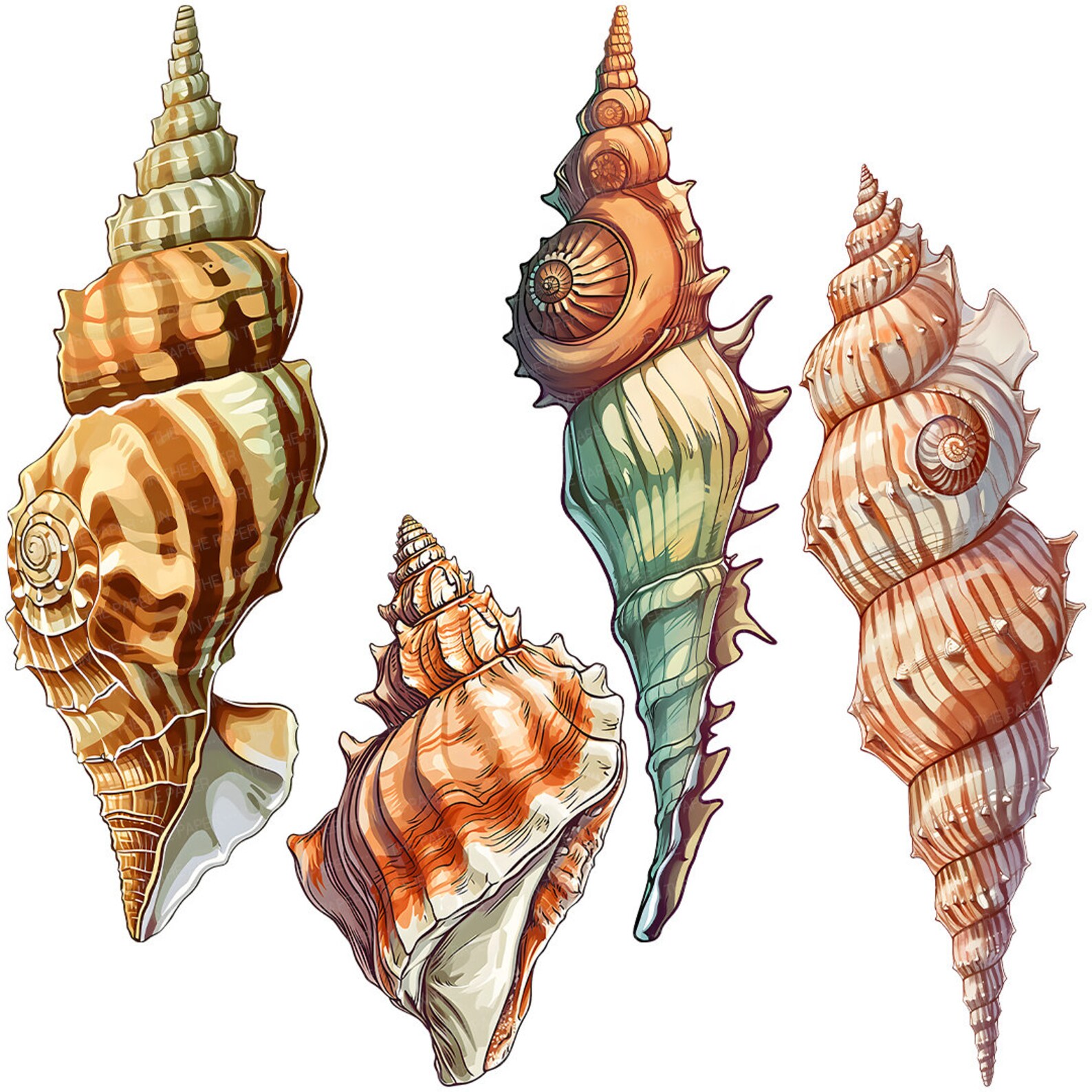 Conch Shell PNG Seashell Conch Clip Art Under the Sea Creature Seashell ...