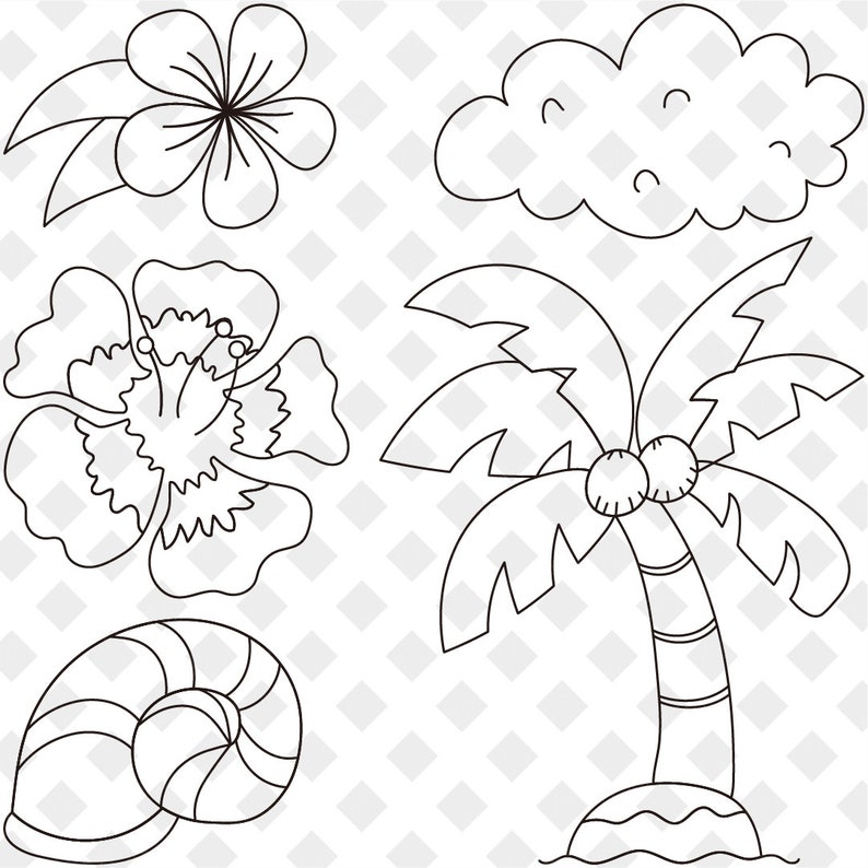 Happy Summer Coloring Page Png Svg Black Line Clip Art Book Adults Kids ...