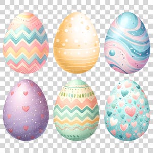 Watercolor Cute Easter Eggs PNG | Pastel Pattern Clip Art Polka Dot ...