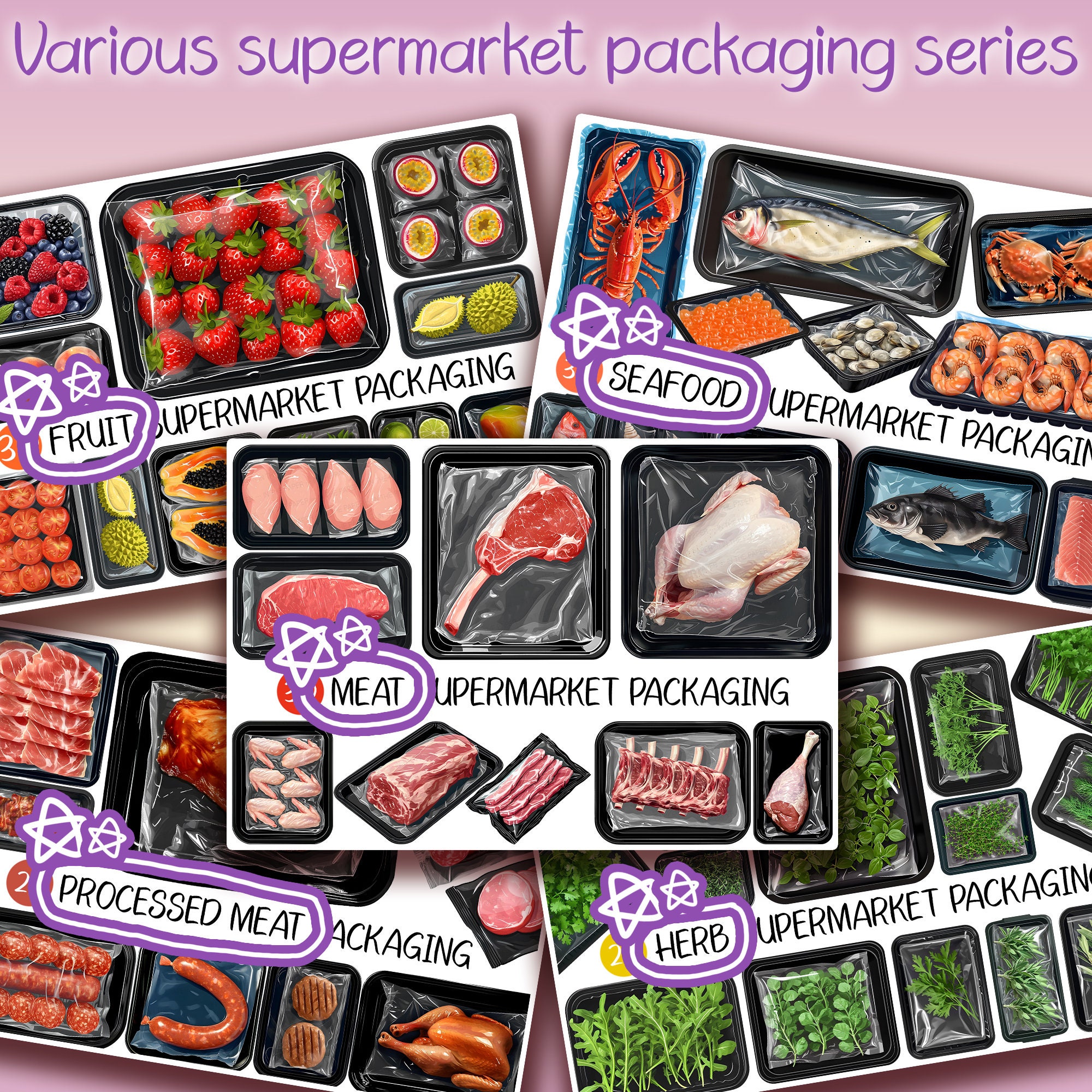 Meat Supermarket Packaging PNG Raw Chicken Beef Pork Turkey Lamb Steak ...