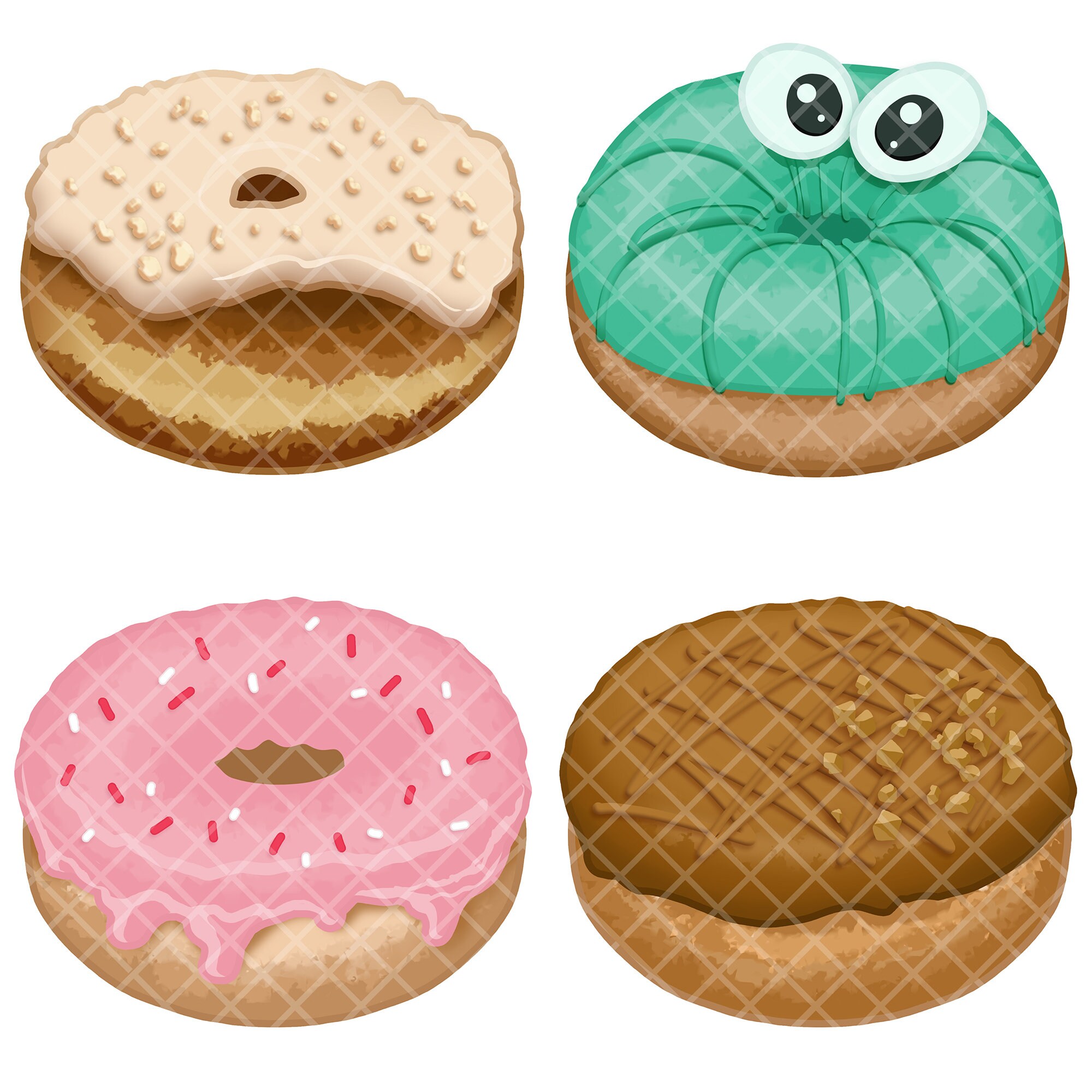 Donut PNG Clip Art Sweet Dessert Chocolate Pink - Etsy