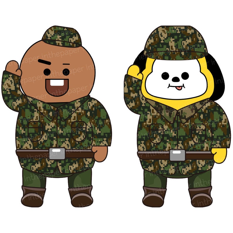 BT21 en uniforme militar SVG / BTS png Ejército Clipart Miembro ...