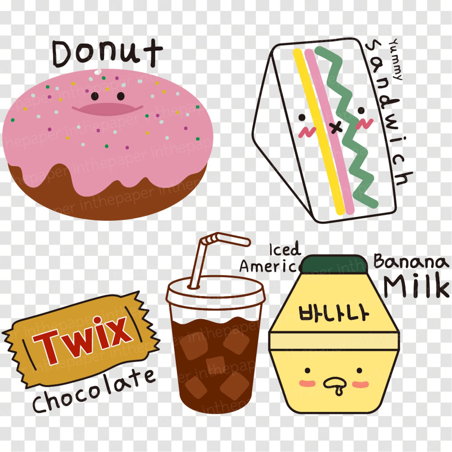 Kawaii Food PNG Cute Stickers SVG Korean Dessert Sweet Japanese Hot Dog ...