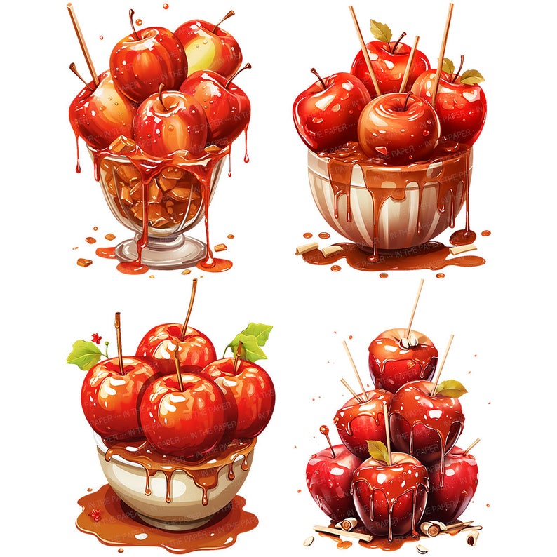 Caramel Apple PNG Sweets Dessert Red Fruit Clip Art Candy Skewers Nuts ...
