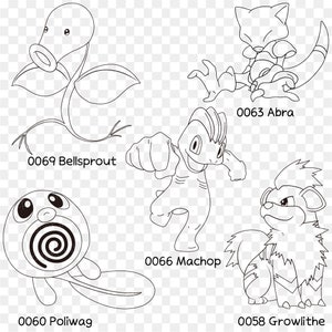 Pokemon Coloring Papers | for Kids PNG SVG Blackline Animal Outline ...