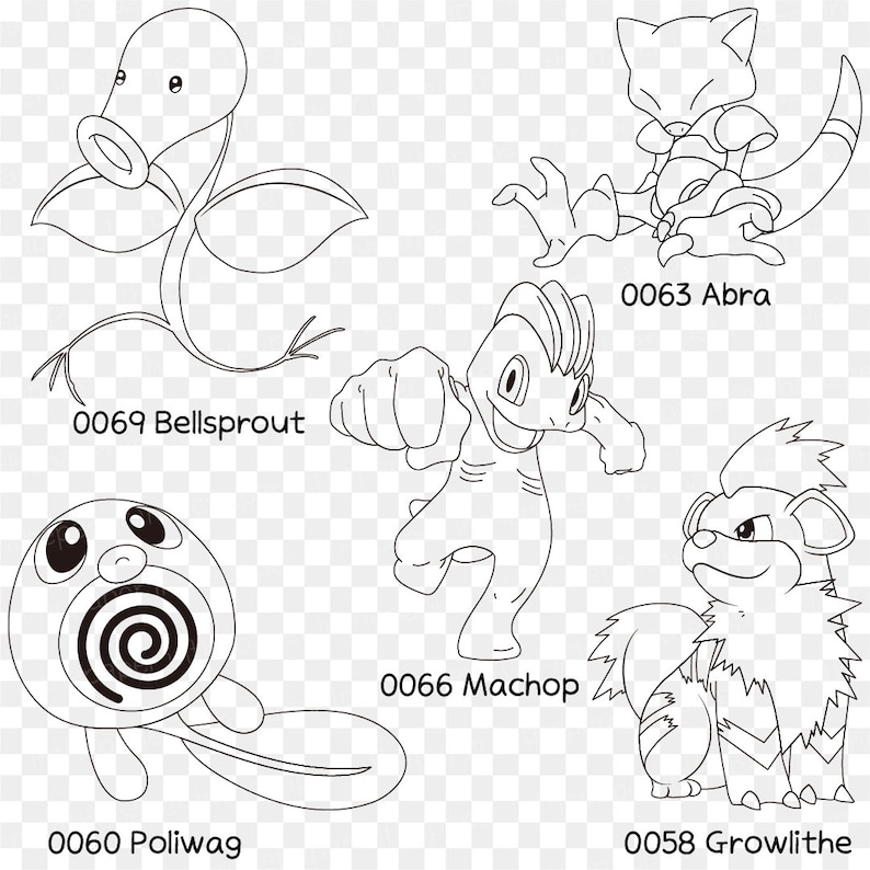 Pokemon Coloring Papers | for Kids PNG SVG Blackline Animal Outline ...