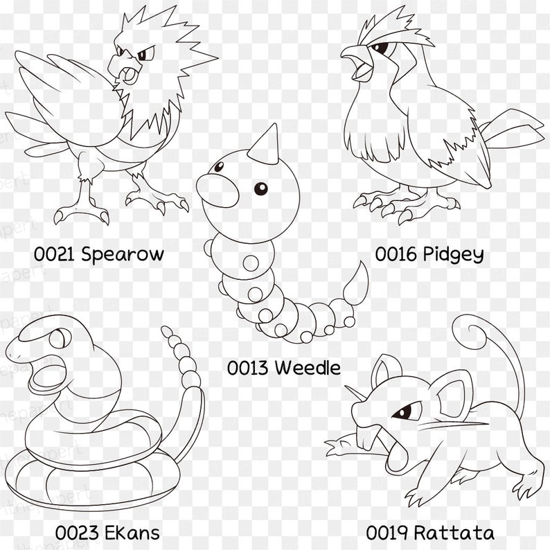 Pokemon Coloring Papers | for Kids PNG SVG Blackline Animal Outline ...