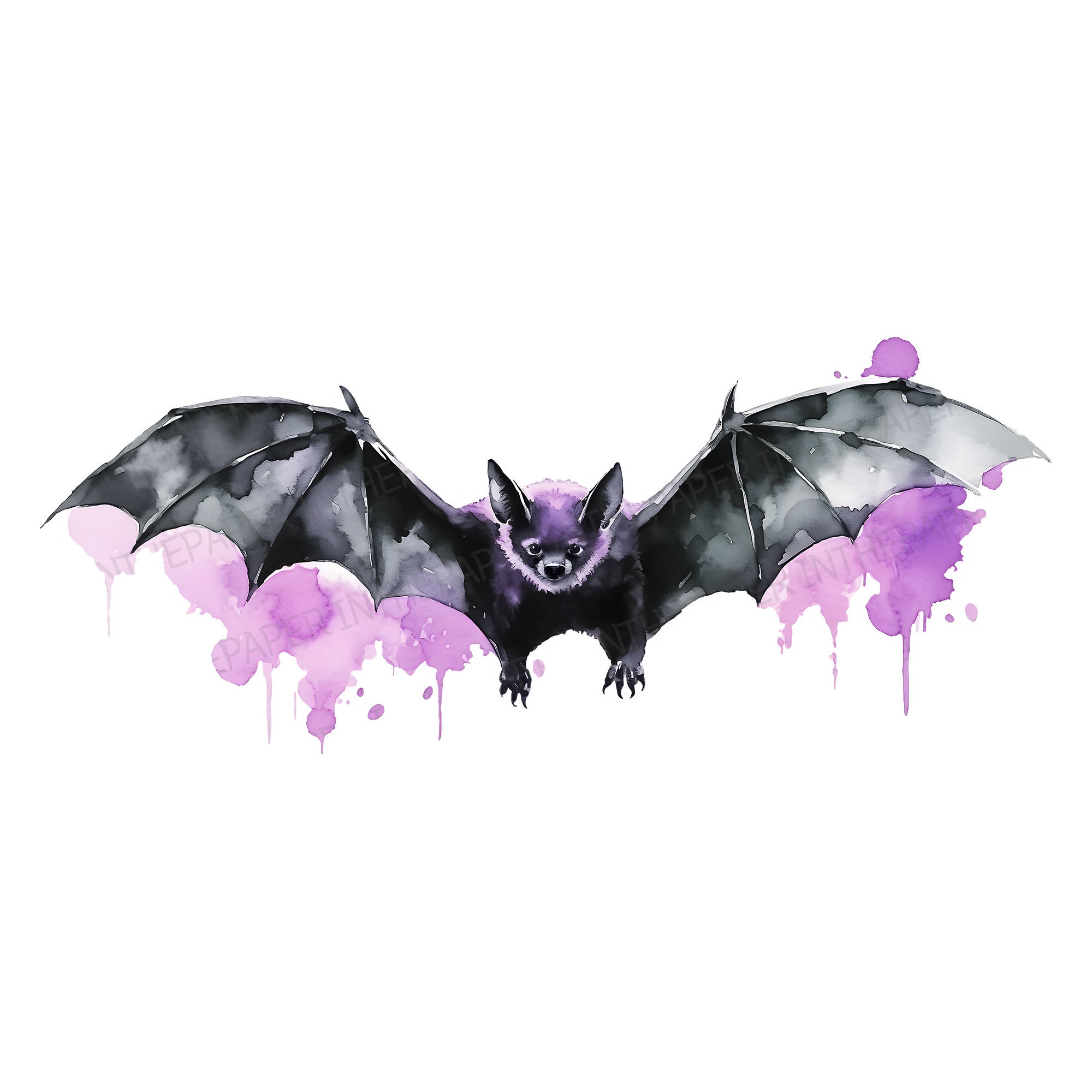 Watercolor Halloween Purple Bat PNG Clip Art Violet - Etsy