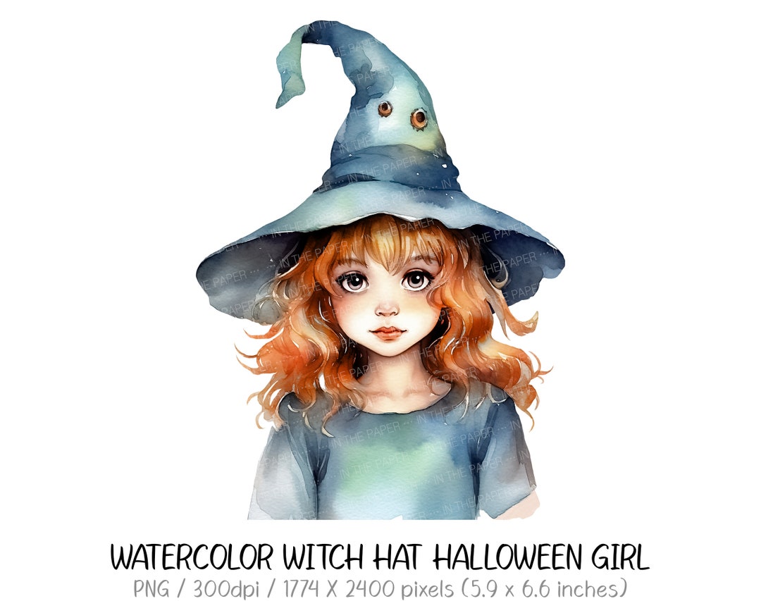 Watercolor Witch Hat Halloween Girl PNG Clip Art Witch Hat - Etsy
