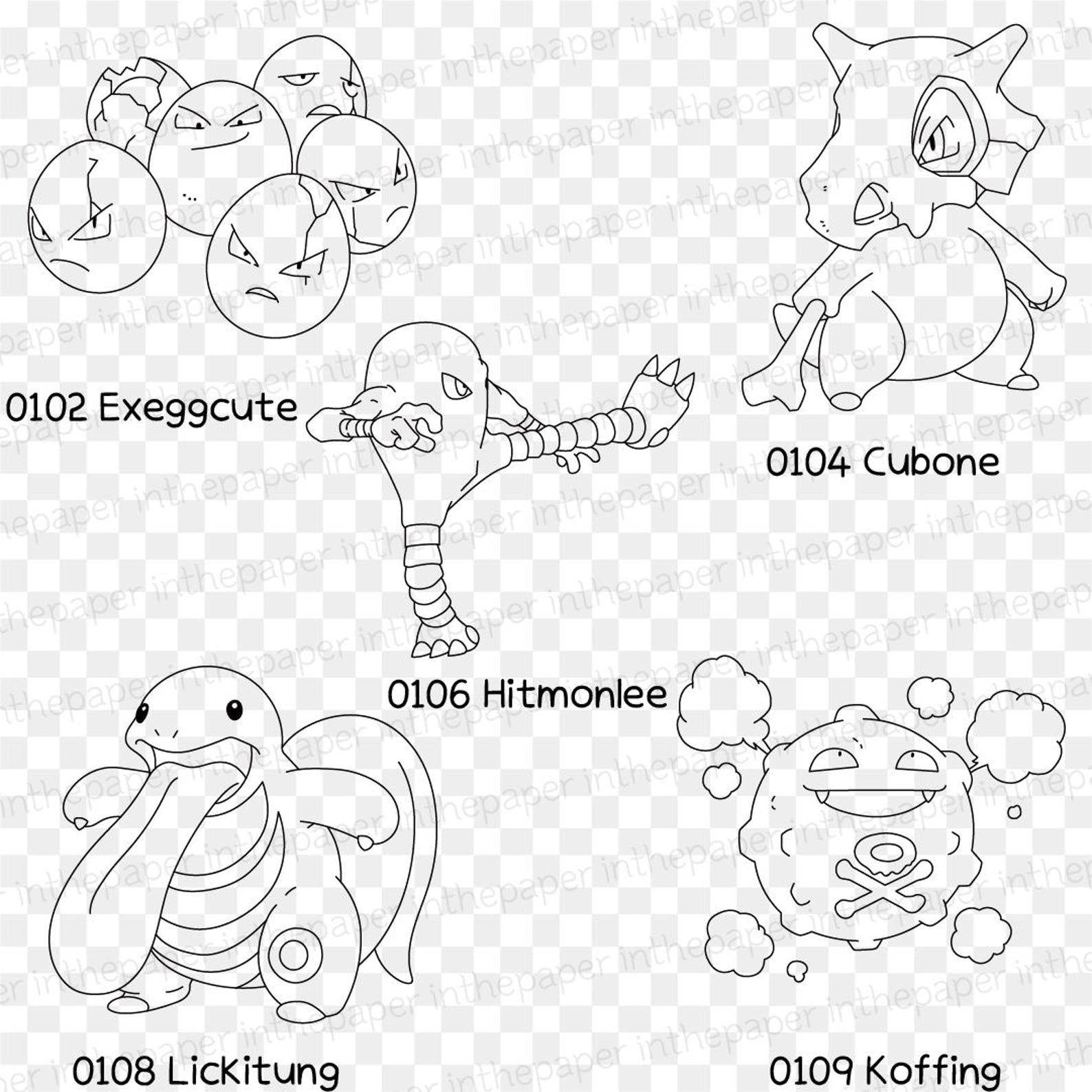 Pokemon Coloring Papers | for Kids PNG SVG Blackline Animal Outline ...
