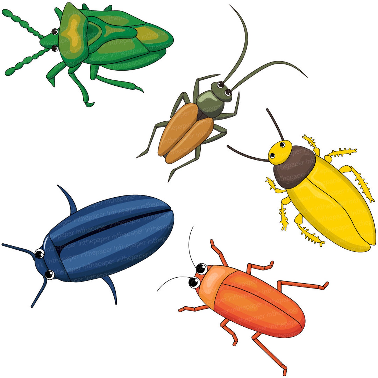 Cute Insects | SVG PNG EPS Clipart Animal Ant Butterfly Ball Bug Bee Cicada Dung Beetle Fly ...