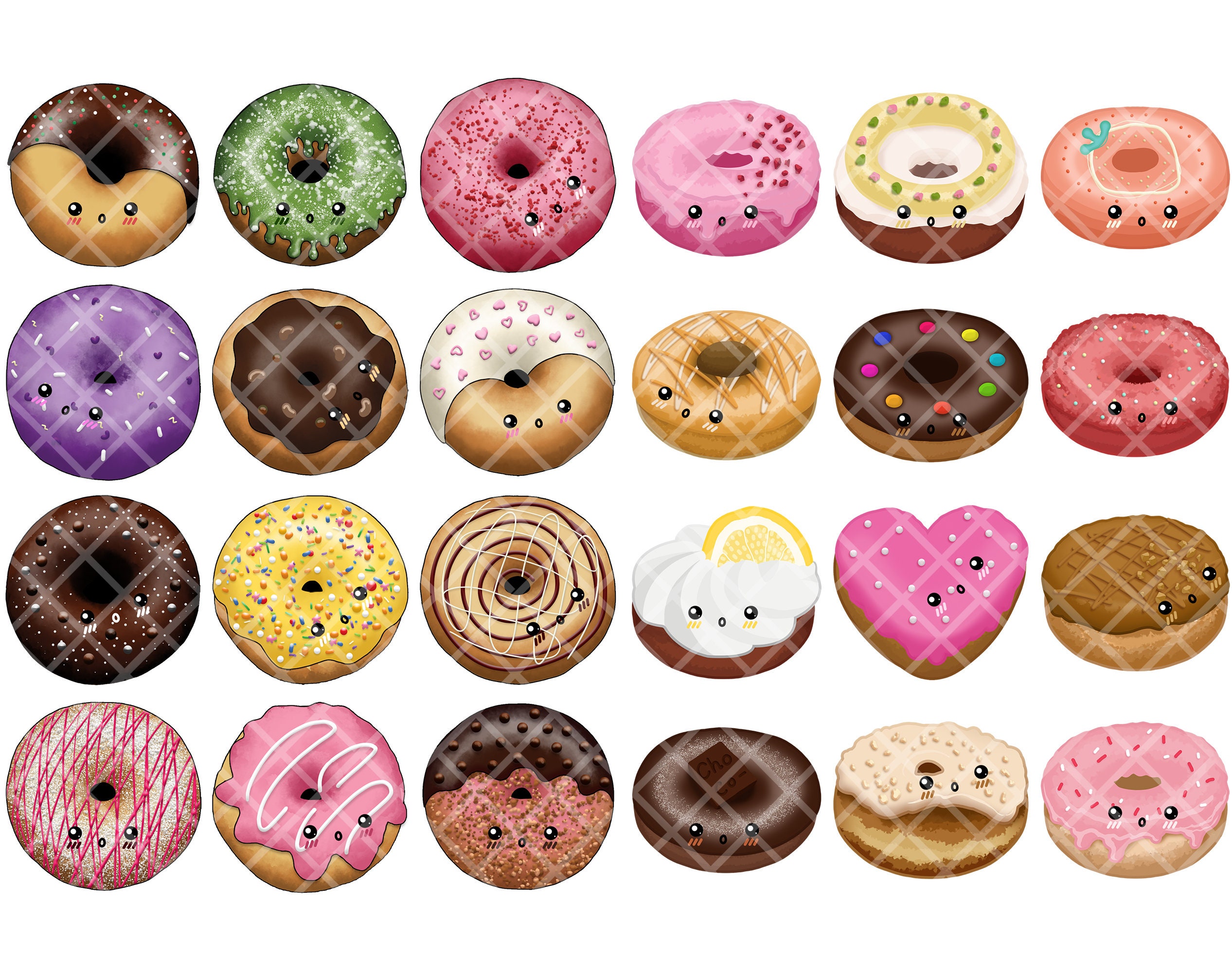Kawaii Food Clip Art Cute Dessert Donut Cake Ice Cream - Etsy