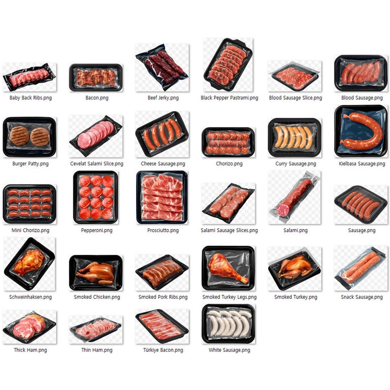 Processed Meat Packaging PNG | Market Plastic Polyethylene Bacon Beef ...