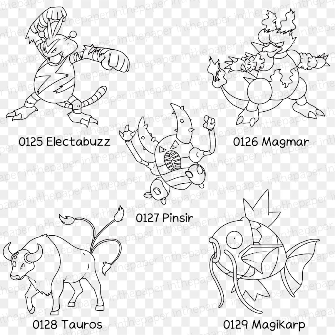 Pokemon Coloring Paper | Kid PNG SVG Blackline Outline Pokédex ...