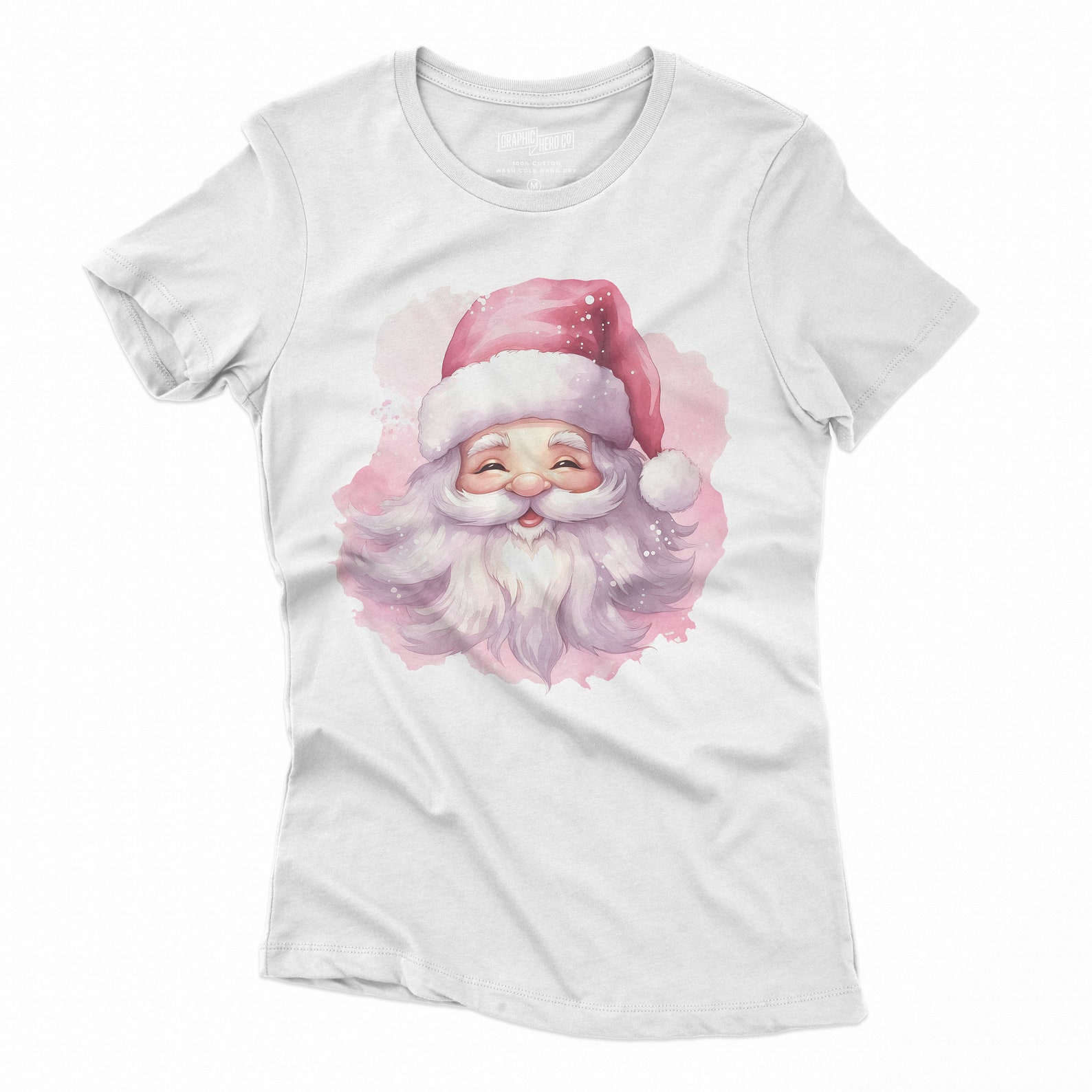Smiling Pink Santa Face Watercolor PNG | Warm Christmas Decor ...