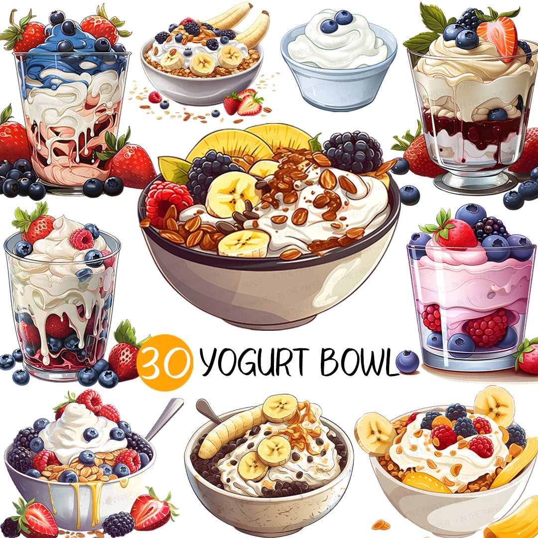Yogurt Bowl Clipart | PNG Food Dessert Greek Fruit Granola Cacao Nibs ...