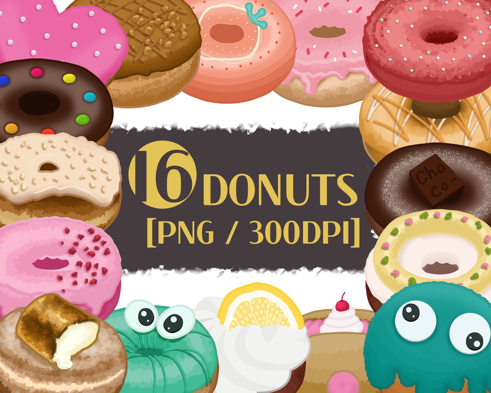 Donut PNG Clip Art Sweet Dessert Chocolate Pink - Etsy