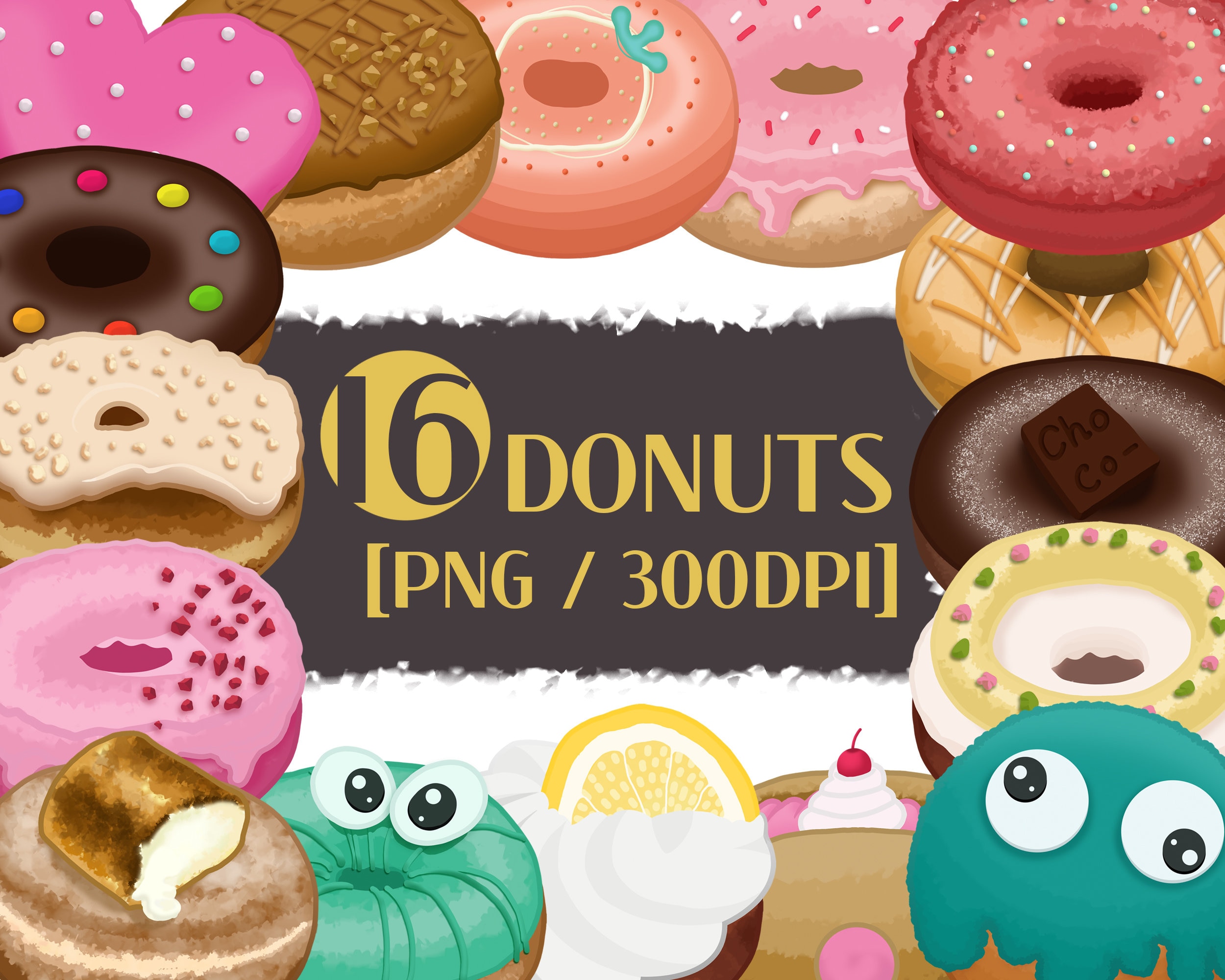 Donut PNG Clip Art Sweet Dessert Chocolate Pink - Etsy