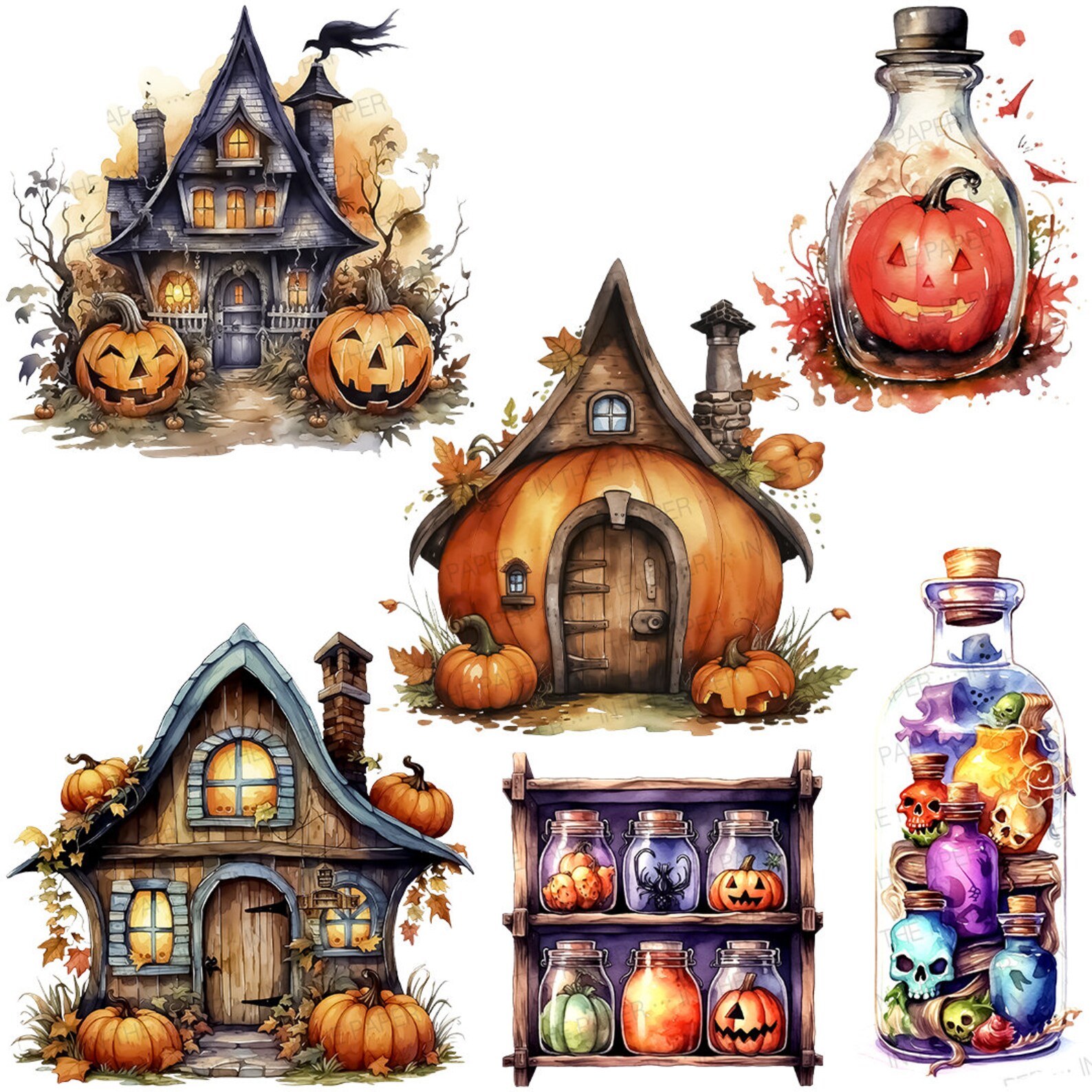 Cute Halloween PNG | Wizard Clip Art Witch Hat Magic Books Potions Jack ...