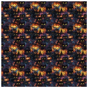Seamless Dark Halloween Cat Digital Paper / Pumpkin, Black Cat ...