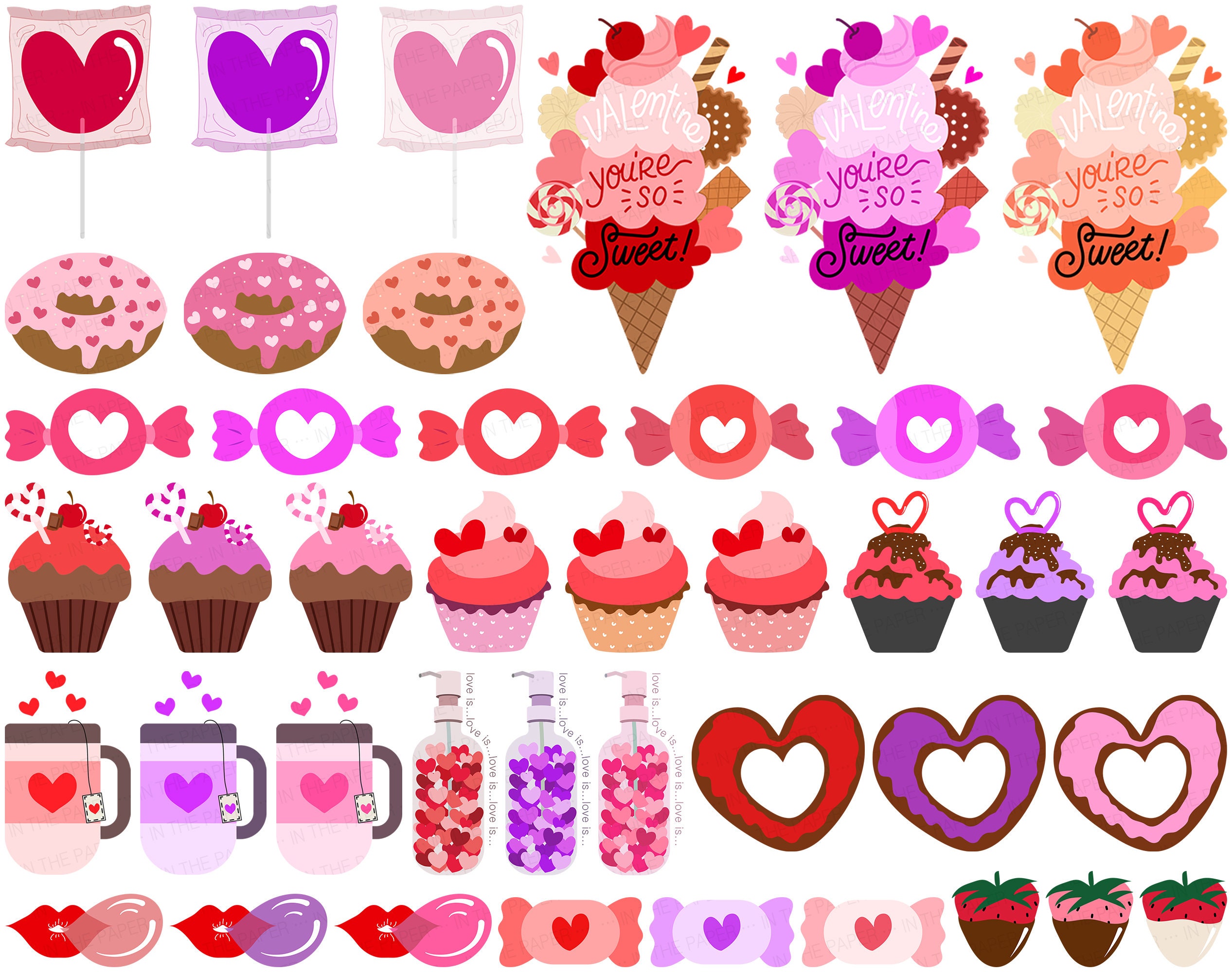 Cute Valentines Day PNG | Chocolate SVG Teddy Bear Heart Clipart Donut ...