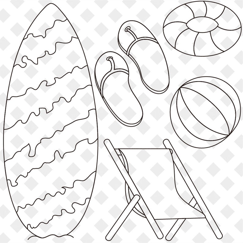 Happy Summer Coloring Page | Png Svg Black Line Clip Art Book Adults ...