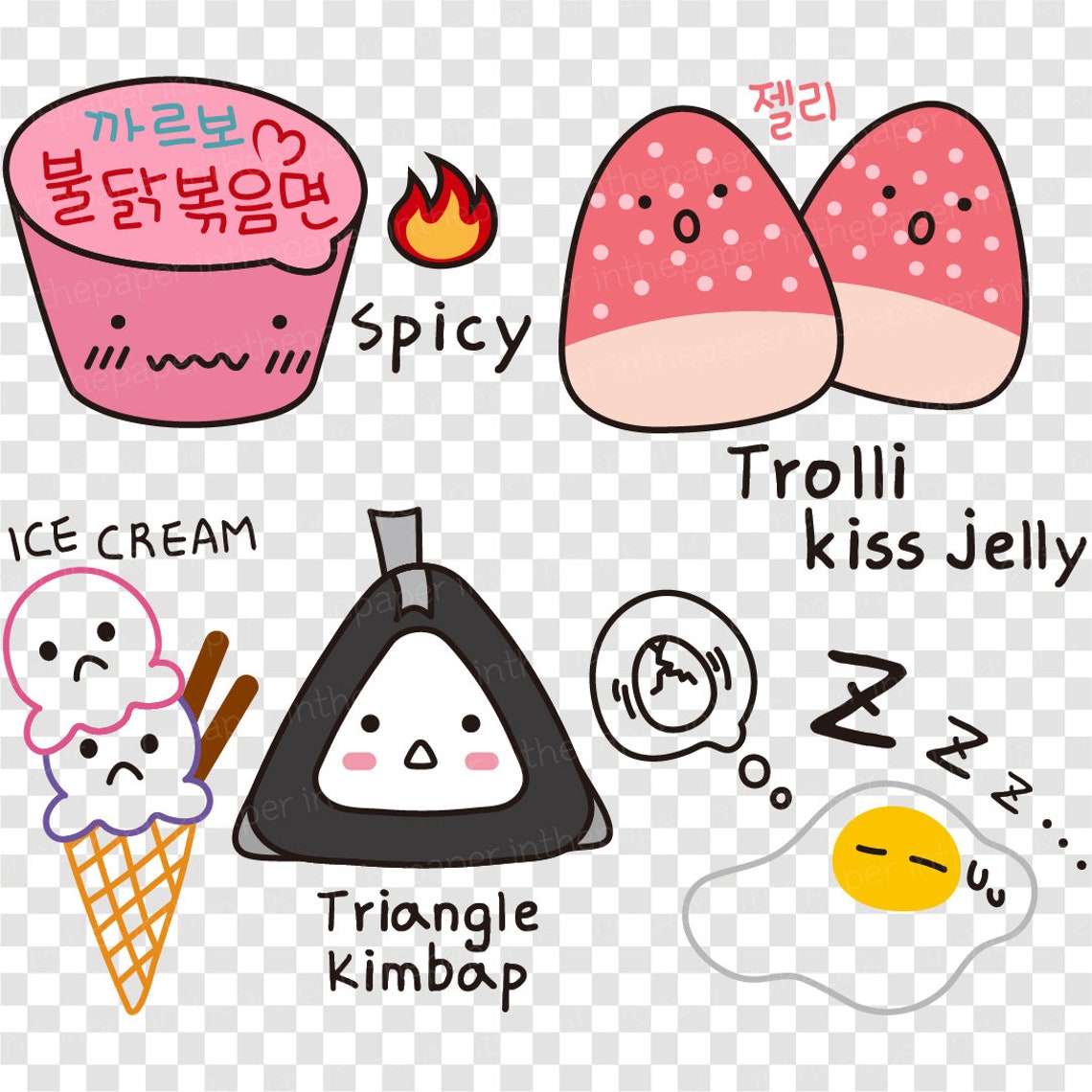 Kawaii Food PNG Cute Stickers SVG Korean Dessert Sweet Japanese Hot Dog ...