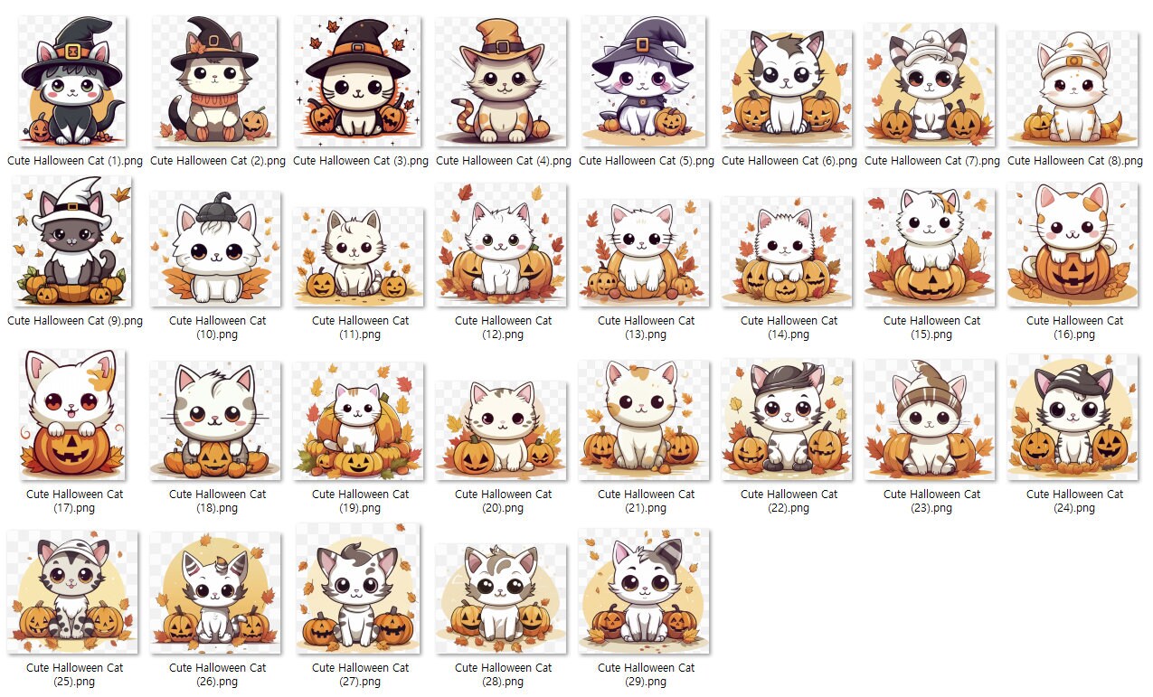 Cute Halloween Cat PNG Clipart Kitty Kawaii Witch Hat - Etsy