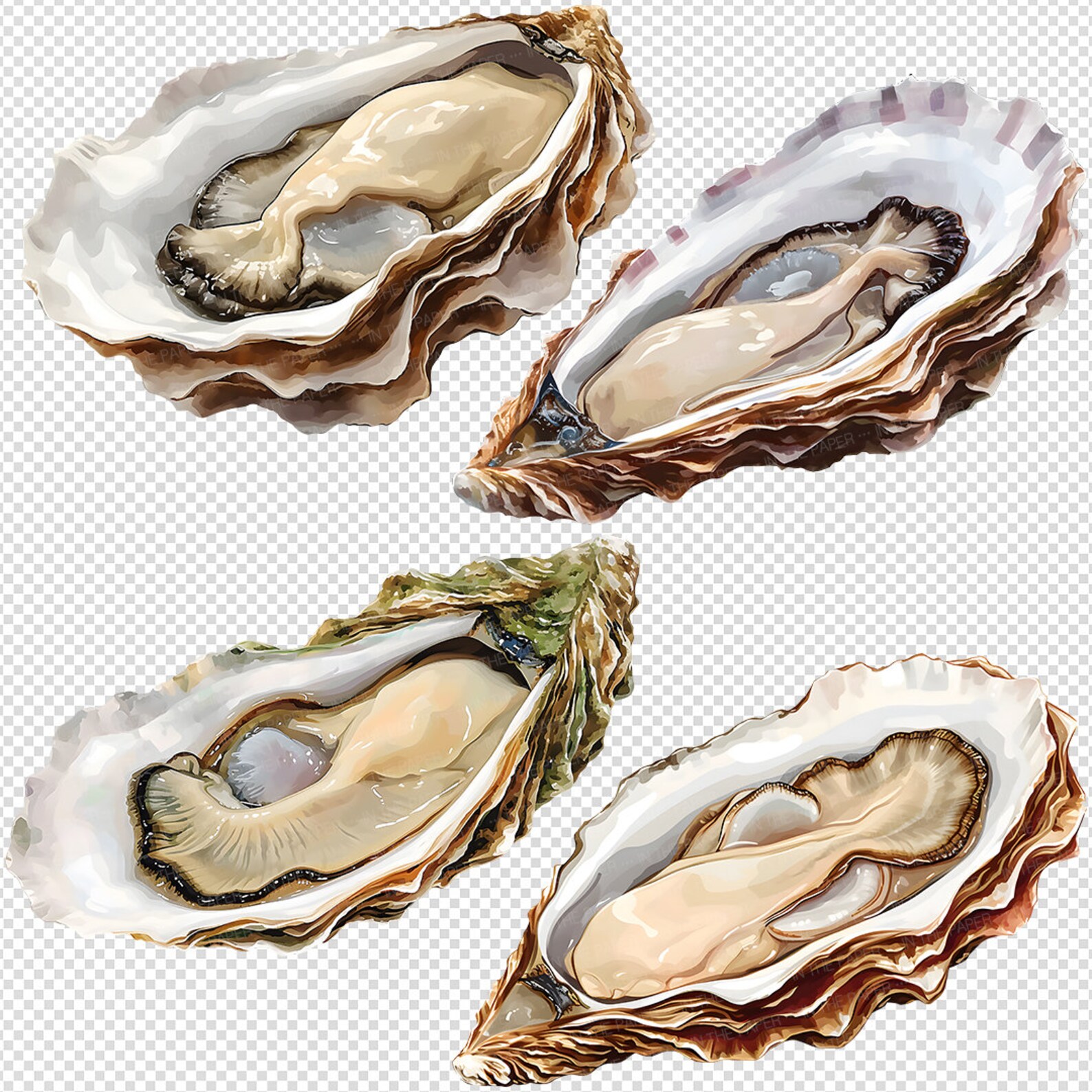 Oyster PNG Seafood Clip Art Illustration Planner Sticker Digital ...