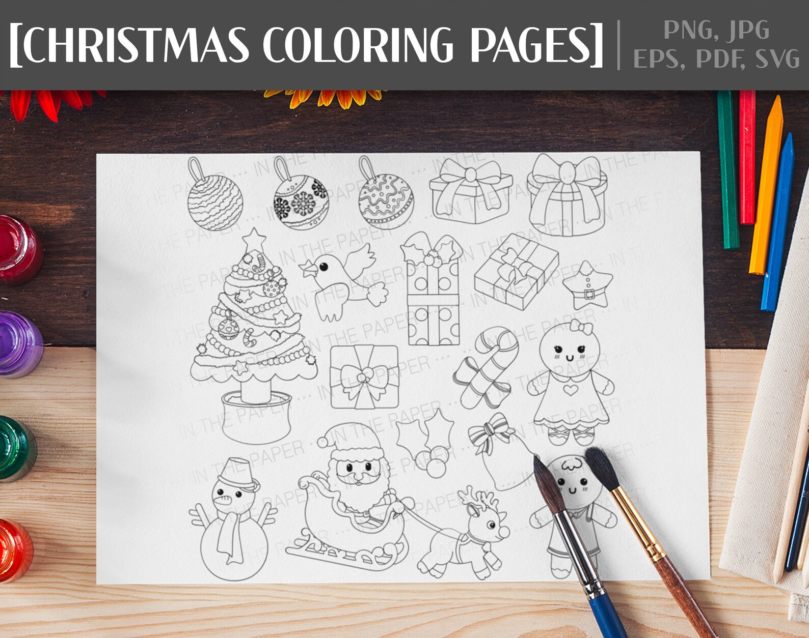 CHRISTMAS Coloring Pages Png Svg Jpg Eps Pdf Santa - Etsy
