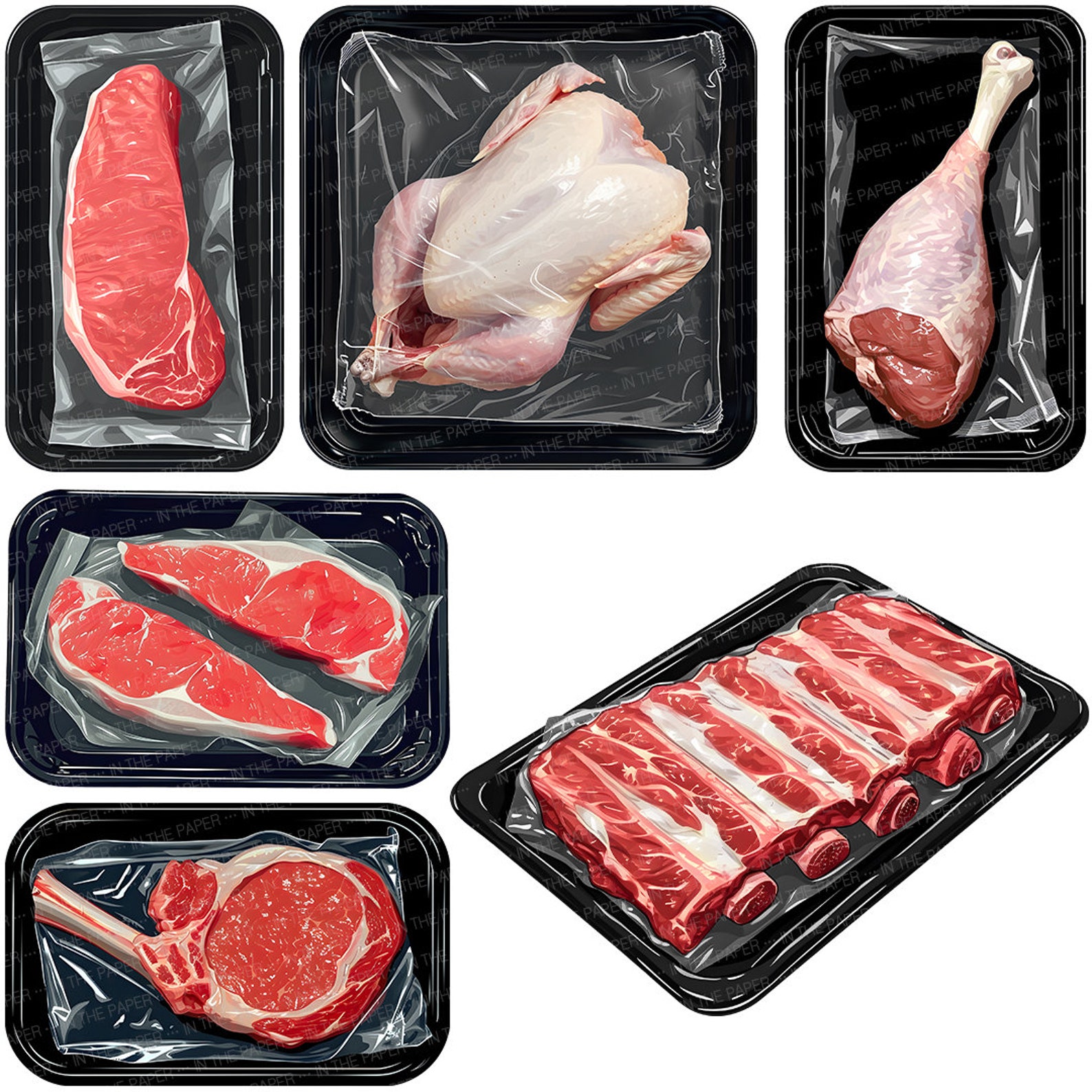 Meat Supermarket Packaging PNG | Raw Chicken Beef Pork Turkey Lamb ...