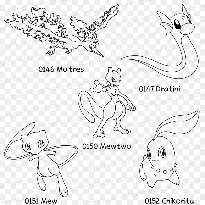 Pokemon Coloring Paper | Kid PNG SVG Blackline Outline Pokédex ...