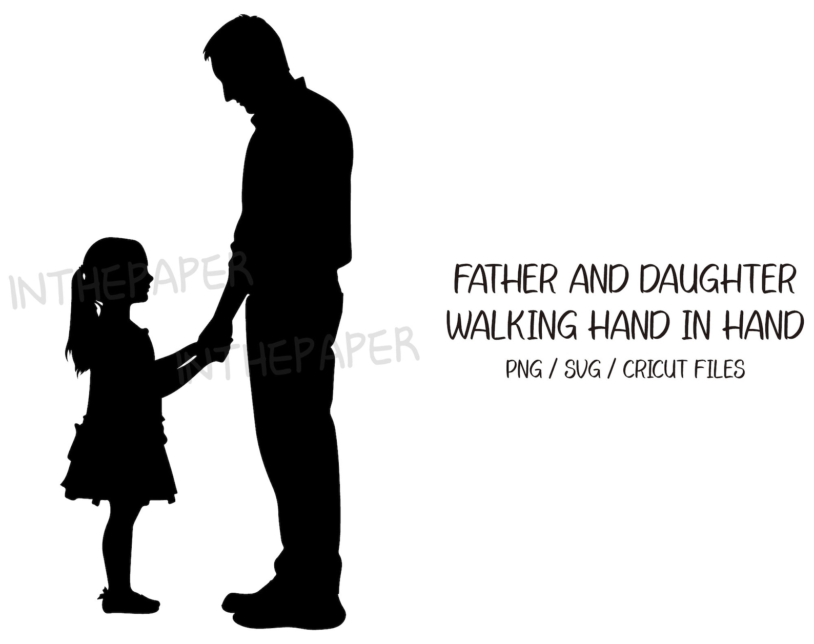 Father and Daughter Walking Hand in Hand Father's Day - Etsy