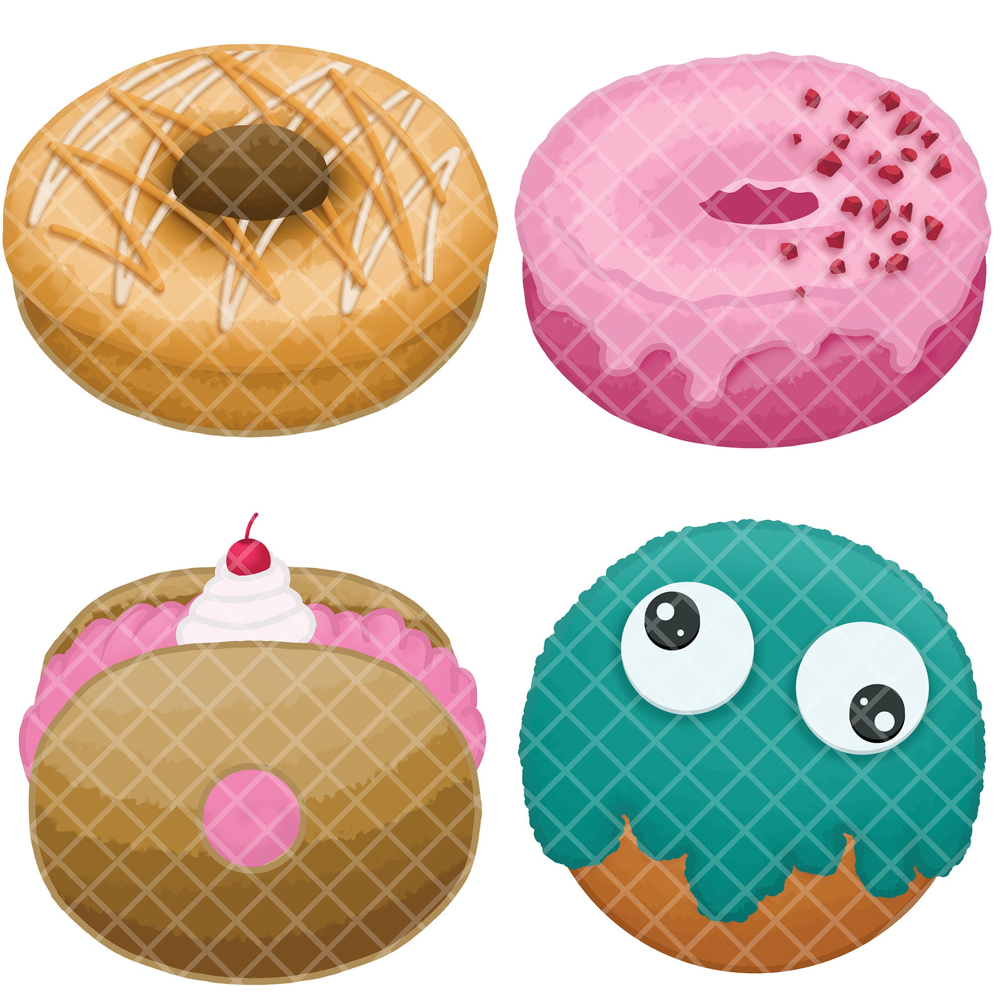 Donut PNG Clip Art Sweet Dessert Chocolate Pink - Etsy