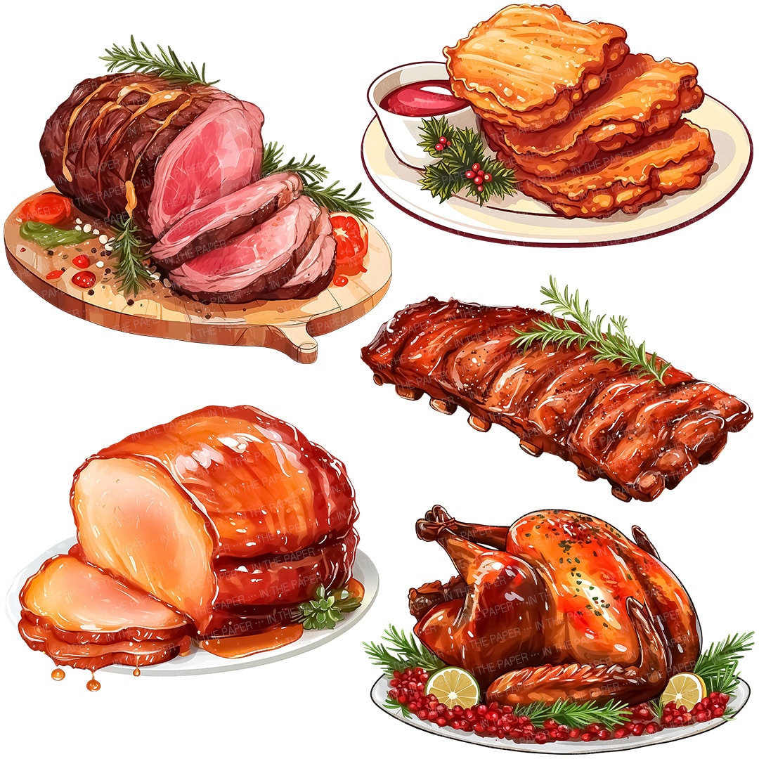 Christmas Food PNG | Dessert Clipart Turkey Roast Beef Mince Pie ...