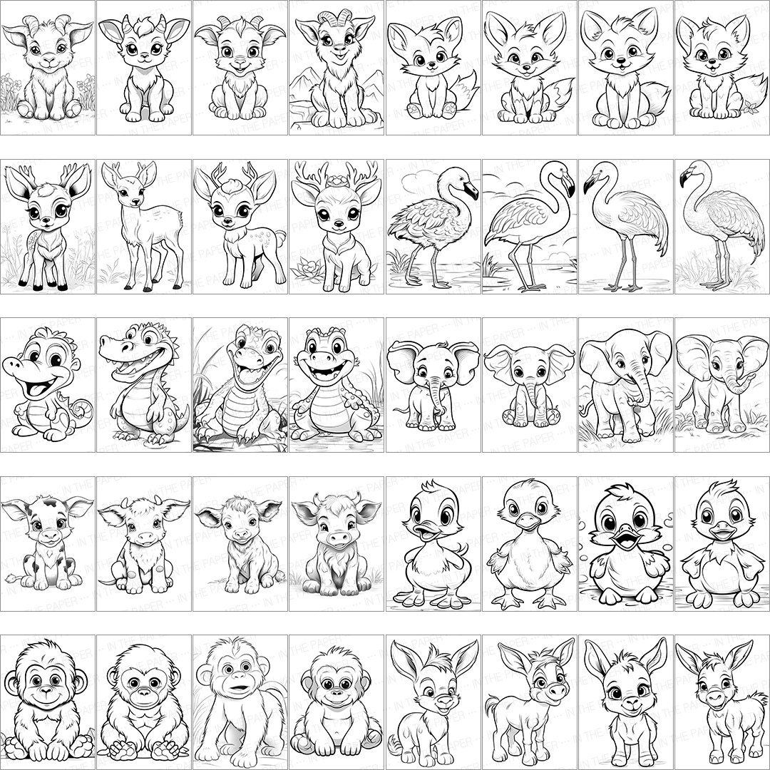 200 Animals Coloring Page for Kids | Cute Land Printable Activity Book ...