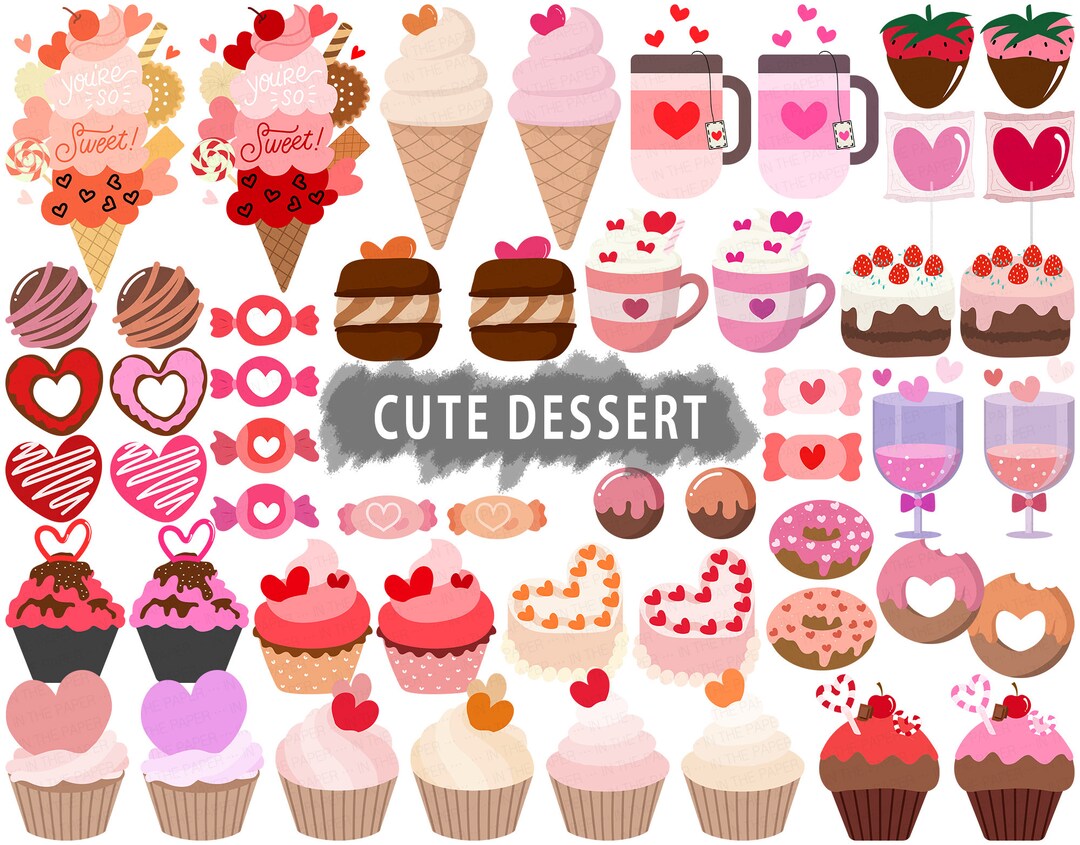 Cute Dessert SVG | Cupcake PNG Valentine Day Clipart Donut Chocolate ...