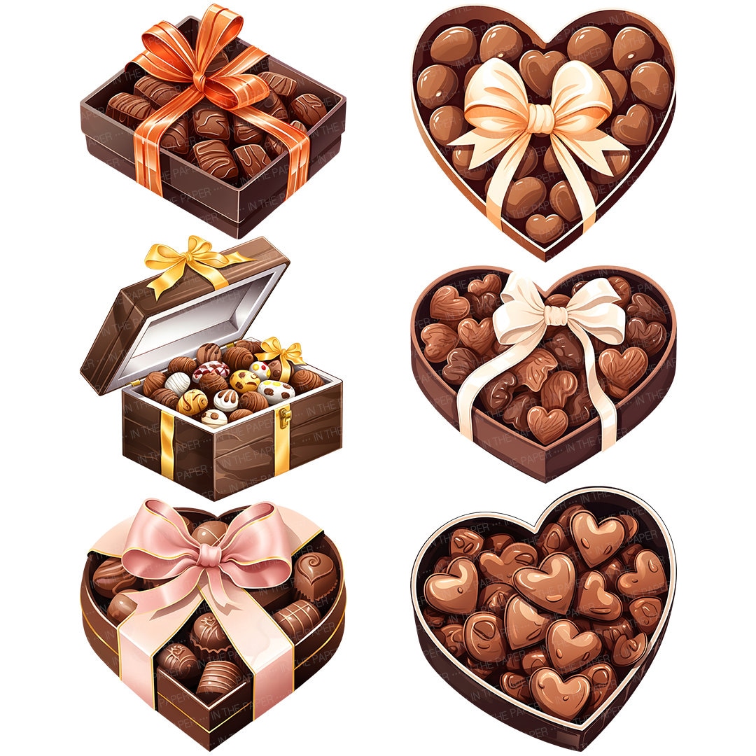 Cute Chocolate Gift Box PNG Valentine's Day Sweets Clip Art Heart Candy ...