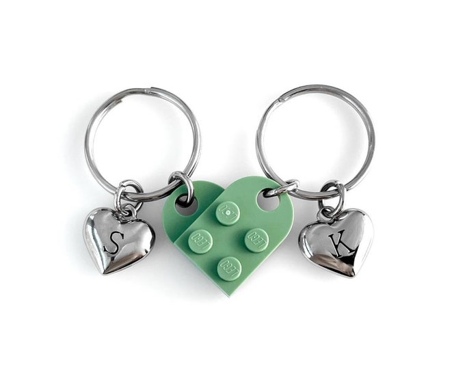 Heart Keychain Set - Made With Authentic LEGO® Bricks, INITIALS ...