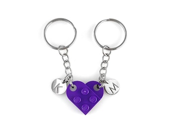 Heart Keychain Set Made With Authentic LEGO® Bricks, Matching Keychains ...